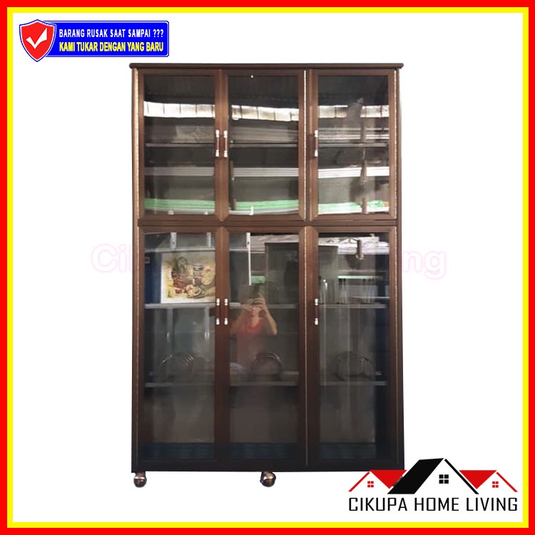 Jual LEMARI RAK PIRING 3 PINTU KACA RIBEN + RODA "SUPER" LPS 809-106 ...