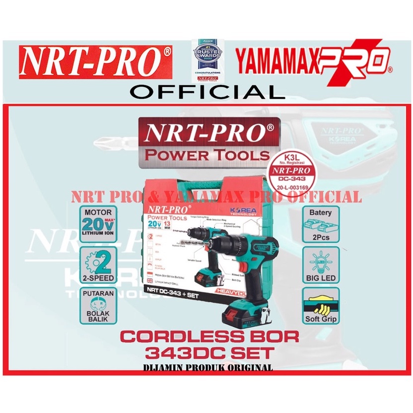 Jual NRT-PRO 343 DC Bor Cordless Drill Baterai Tangan Beton Impact ...
