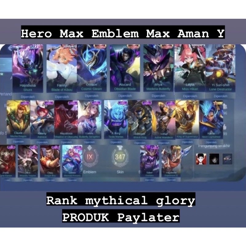 Jual akun ml sultan•mobile legends sultan•nominus allunbind•produk ...