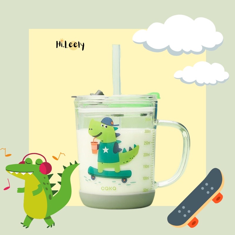 Jual GELAS ANAK GELAS SUSU ANAK KACA ANTI TUMPAH DENGAN SEDOTAN + ALAS ...