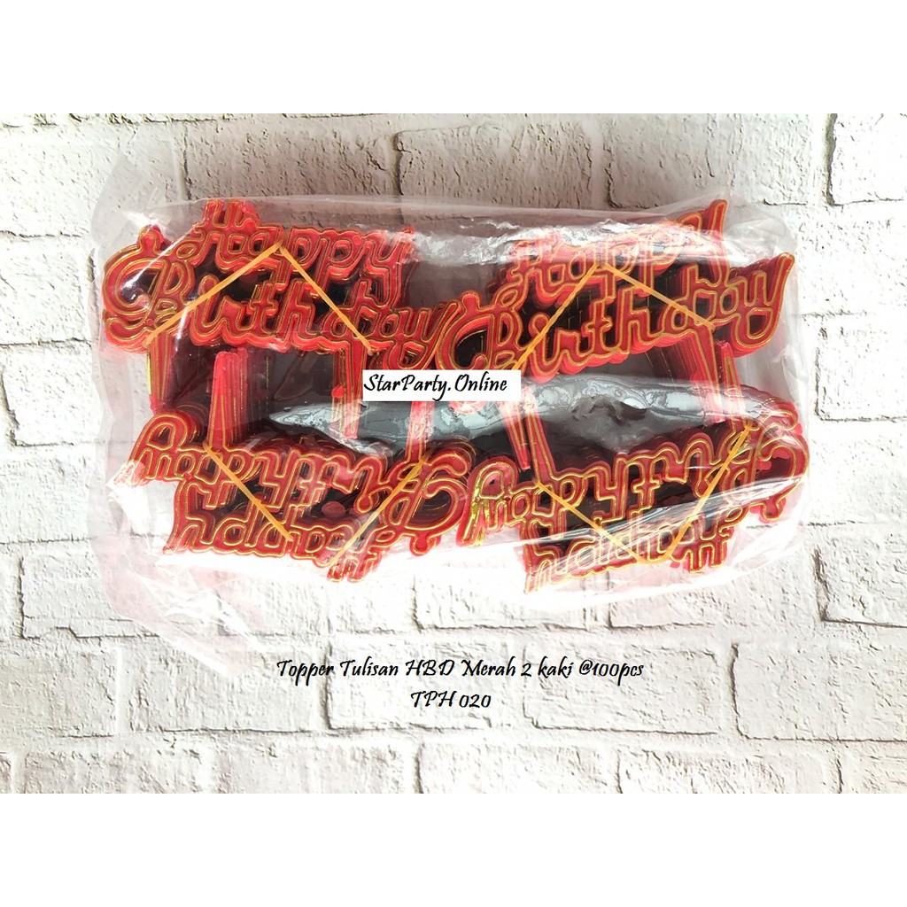 Jual Topper Tulisan HBD Merah 2 Kaki 10/Hiasan Kue /Hiasan Tusuk Kue ...