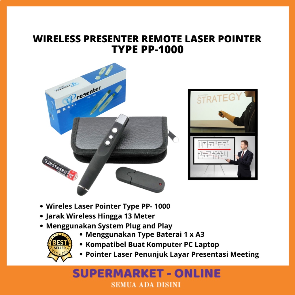 Jual TERMURAH Wireless Presenter Laser Pointer Remote Laser Cahaya ...