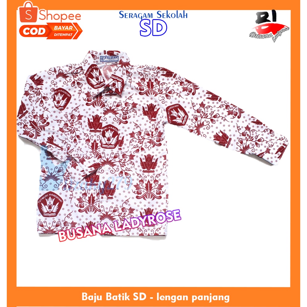 Jual Baju Seragam Batik Merah SD Lengan Panjang | Shopee Indonesia