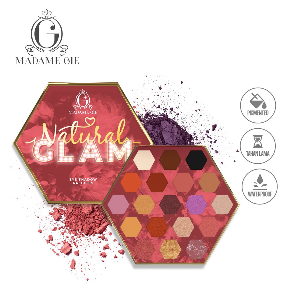 Jual MADAME GIE NATURAL GLAM EYE SHADOW PALETTE 19 WARNA 22GR - PALET ...