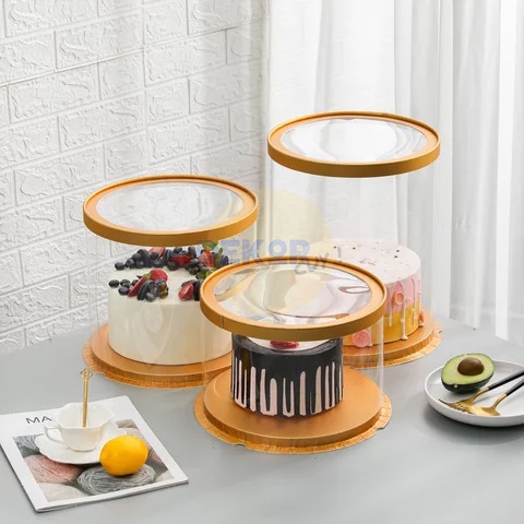 Jual BOX KUE TRANSPARAN BULAT / Kotak Kue Ulang Tahun / Cake Box mika ...