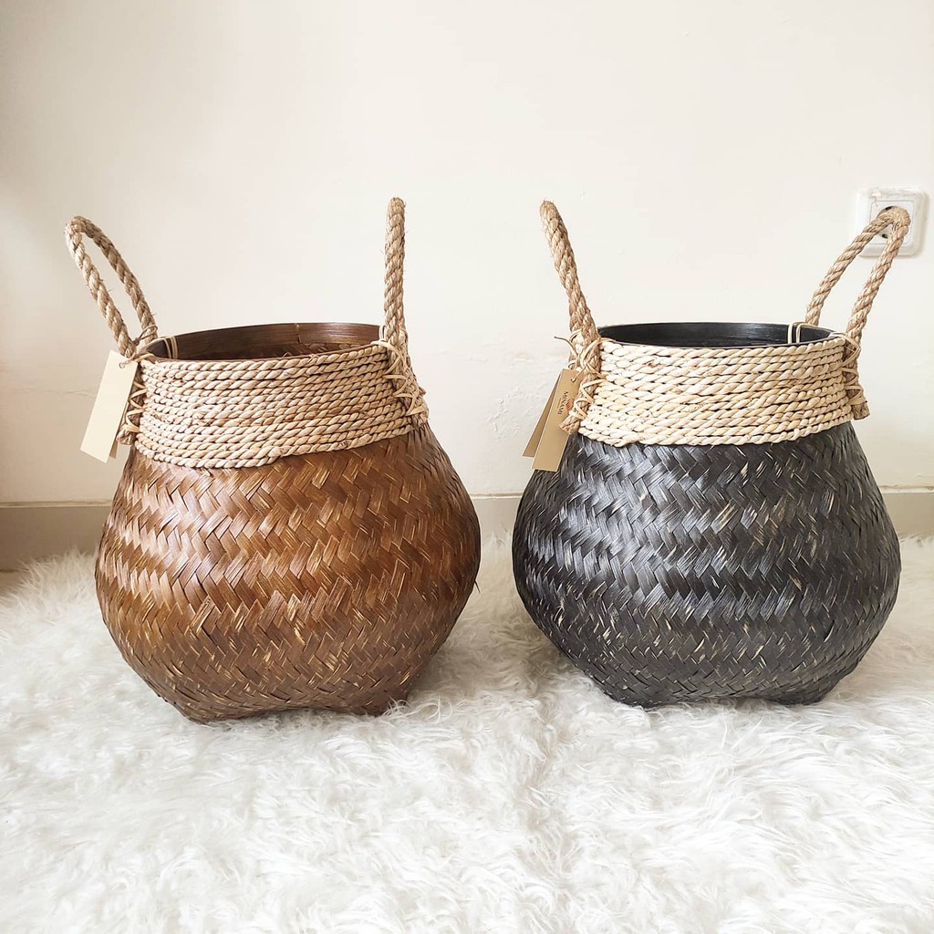 Jual MINAMI Round Guci Yargici Cover Pot Guci Bambu Anyaman Bambu ...