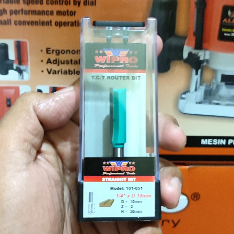 Jual Wipro Mata Router Trimmer Straight Bit 1/4 x 10mm Double Blade ...