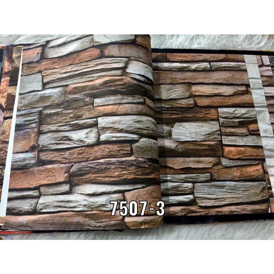 Jual WALLPAPER DINDING MOTIF BATU BATA NATURAL 3D ALAMI COKLAT STONE ...