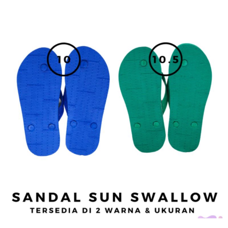 Jual sandal jepit sun swalow no 9,5 S/d 12 ( 10 wana biru / 10,5 warna ...