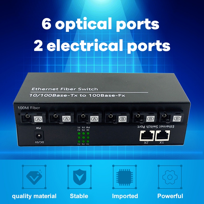 Jual Media Converter 10/100M 6 Port FO 2 Port LAN Ethernet Fiber Switch ...