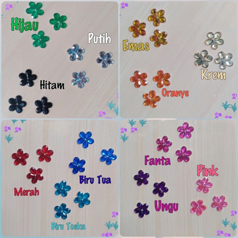 Jual Mote Manik Payet Jahit/Tempel Bunga 16 mm - isi 20 Pcs/Butir ...