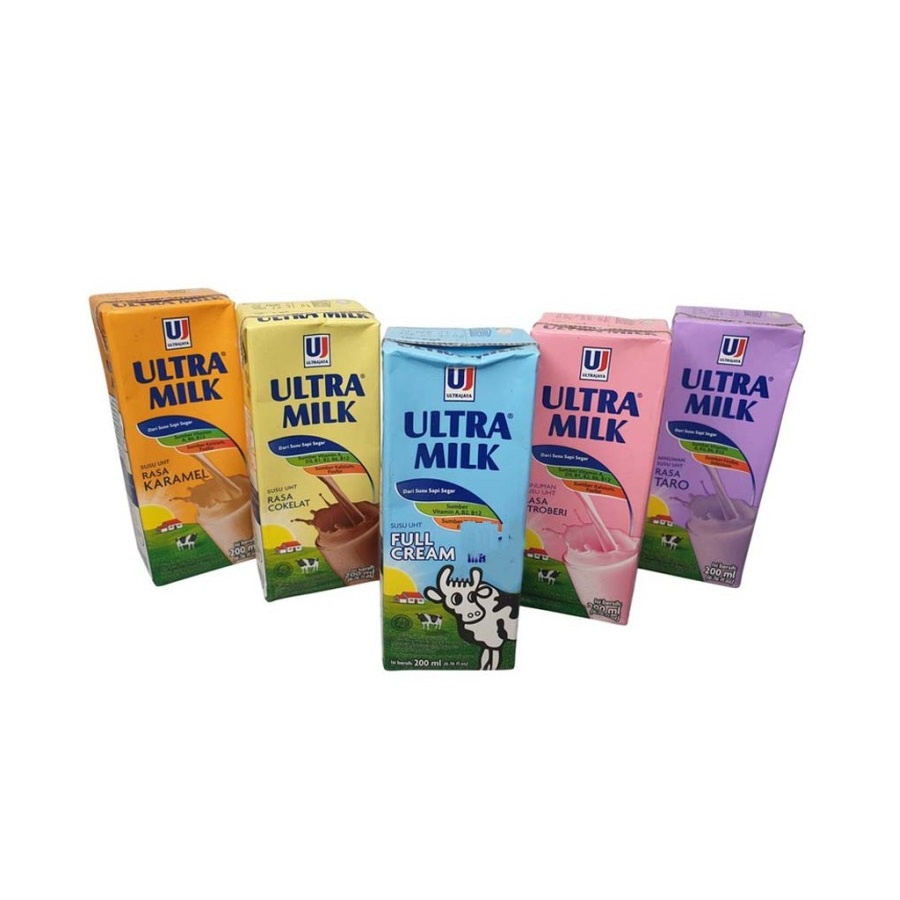 Jual Susu UHT Ultra Milk 200 ml Cokelat Stroberi Full Cream Karamel ...