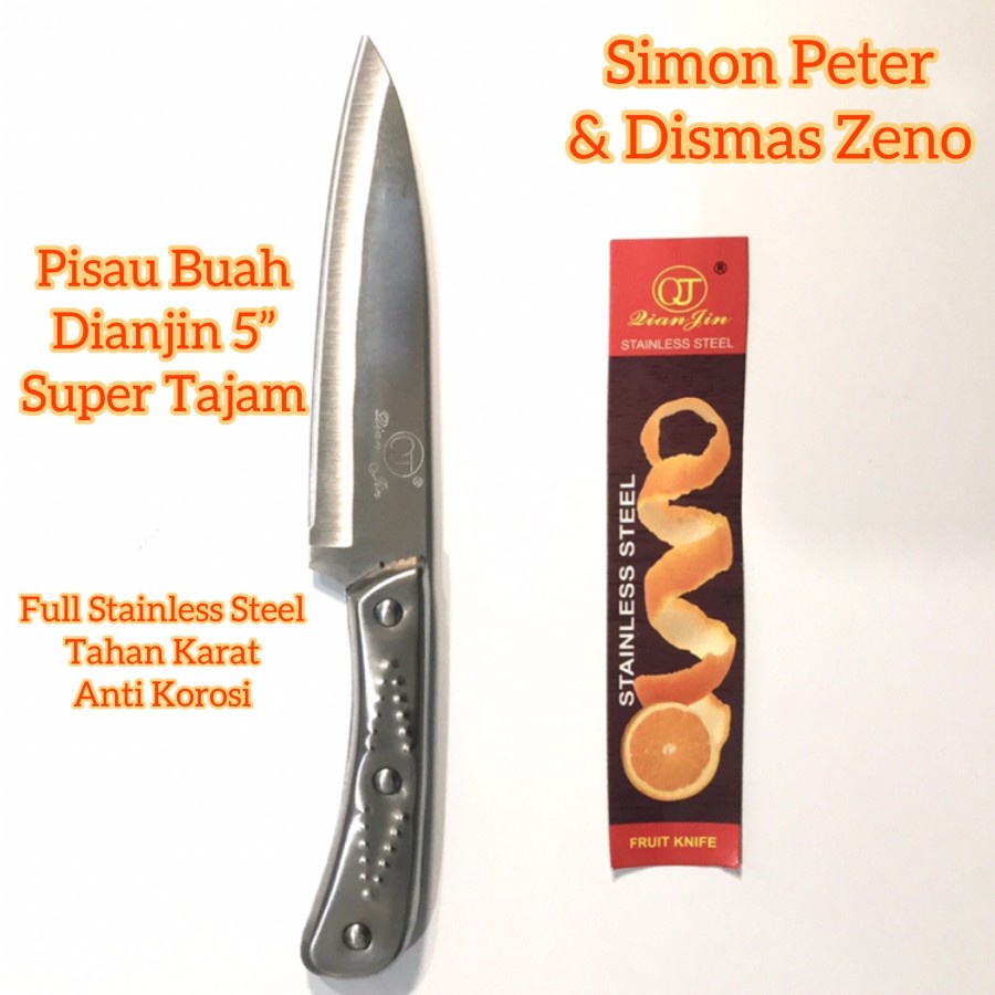 Jual Pisau Buah Full Stainless Steel DIANJIN QIANJIN 5” inch Super Tahan Karat Anti Korosi Fruit ...
