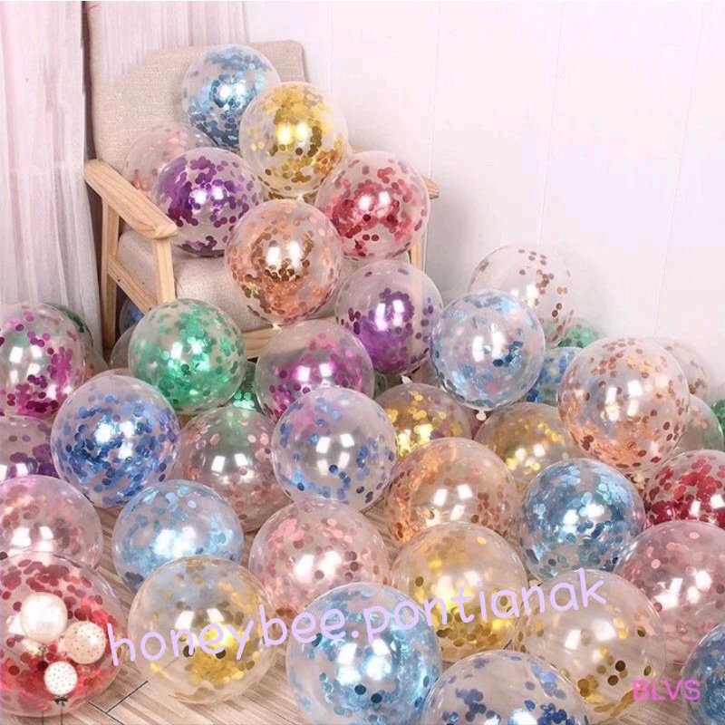 Jual Balon Latex Transparan Isi Confetti 12inch (5pcs) | Shopee Indonesia