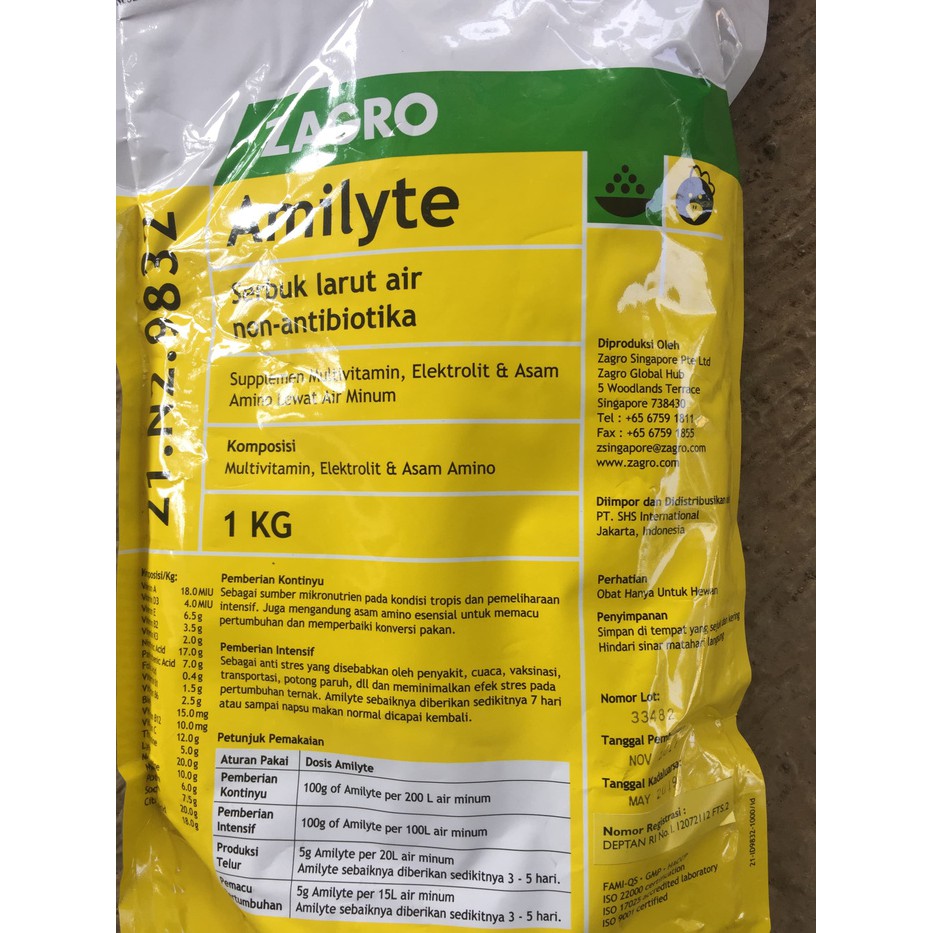 Jual VITAMIN HEWAN TERNAK AMILYTE ZAGRO 1 KG ~ ~ | Shopee Indonesia