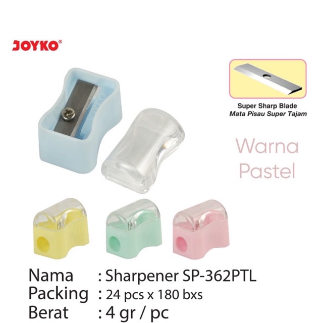 Jual Sharpener / Rautan / Serutan / Peruncing Joyko warna Pastel SP ...