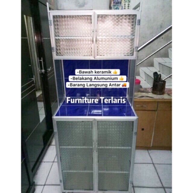 Jual RAK PIRING ALUMUNIUM 2 PINTU ALAS FLAT MINI KACA KERAMIK RAK ...