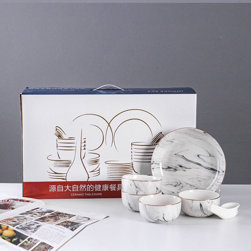 Jual PIRING MANGKOK KERAMIK SET MOTIF FREE DUS PIRING SOUVENIR KADO ...