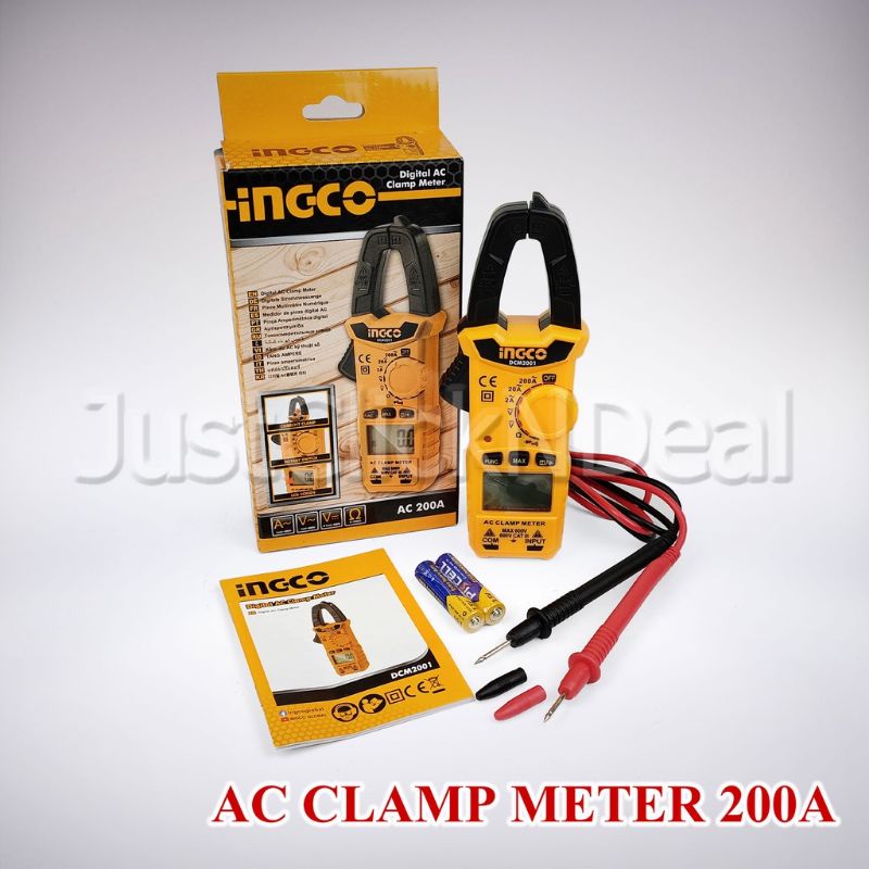 Jual Multimeter Digital LCD Ingco DCM2001 200 Ampere Clamp Meter Multi ...