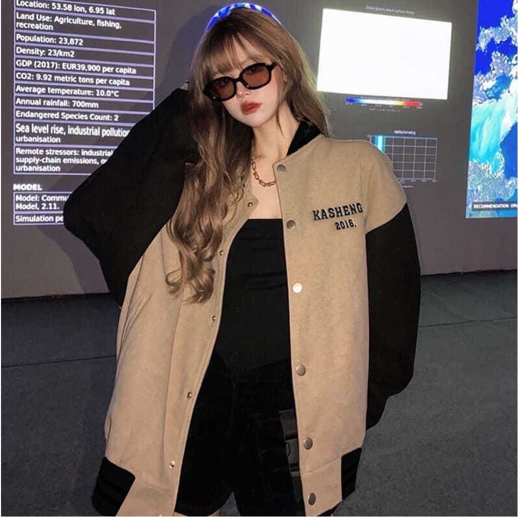 Jual KASHENG BASEBALL JAKET OVERSIZE WANITA / VARSITY JAKET WANITA ...