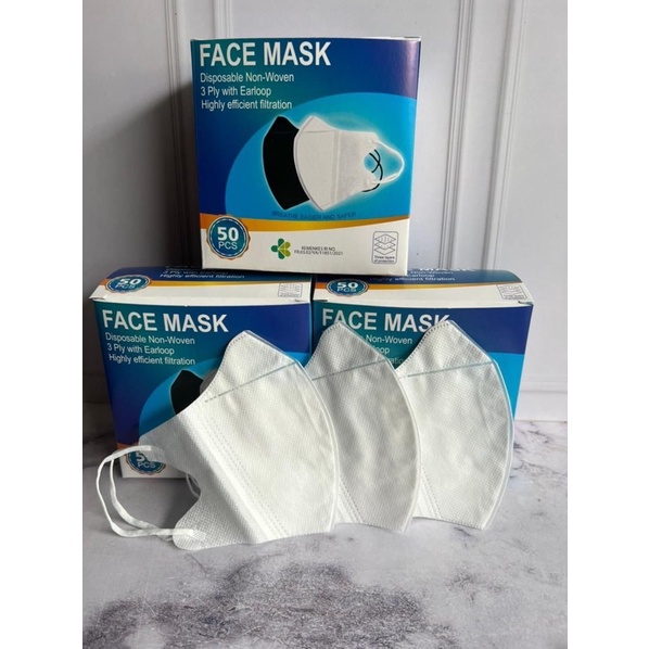 Jual Masker Duckbill Putih Facemask Garis Hidung - Dukbil Putih Isi 50 ...