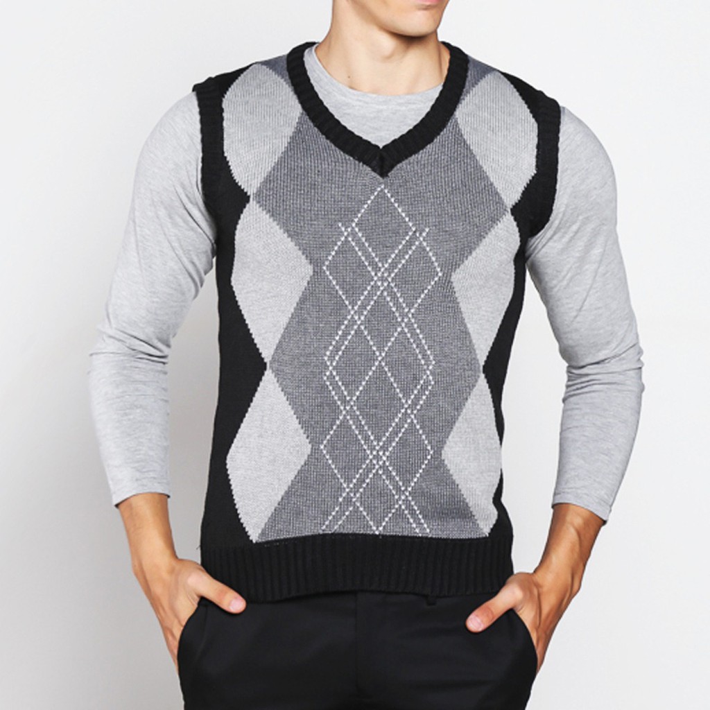 Jual VM Sweater Rompi rajut hitam kombinasi - Rompi rajut - rompi 08 ...