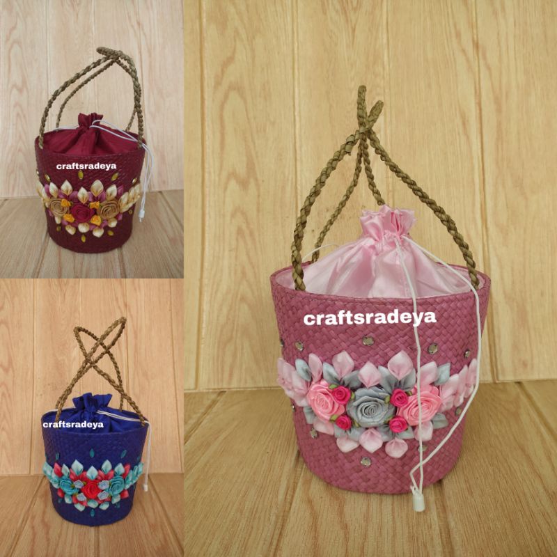 Jual Tas ember bakul bunga pita 2 toples // tas hampers bakul raya ...