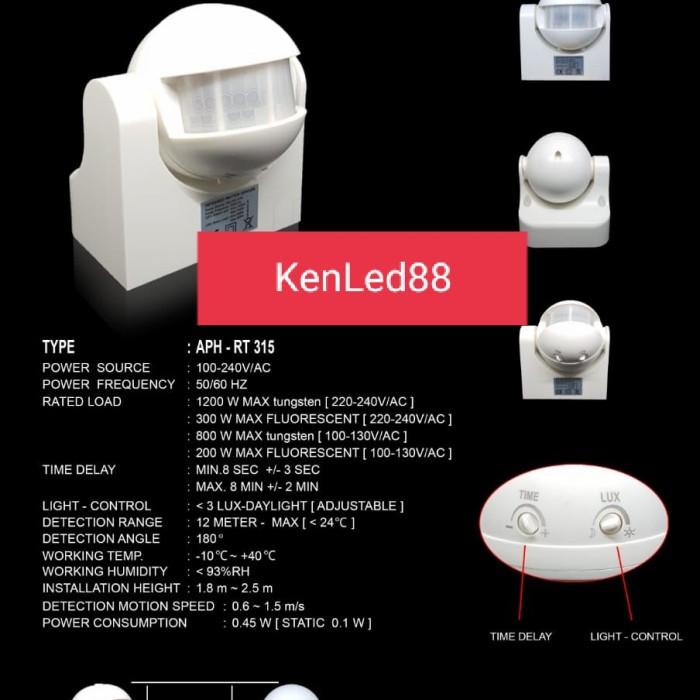 Jual SENSOR GERAK PIR INFRARED MOTION/Sensor Lampu Led 180 Derajat ...