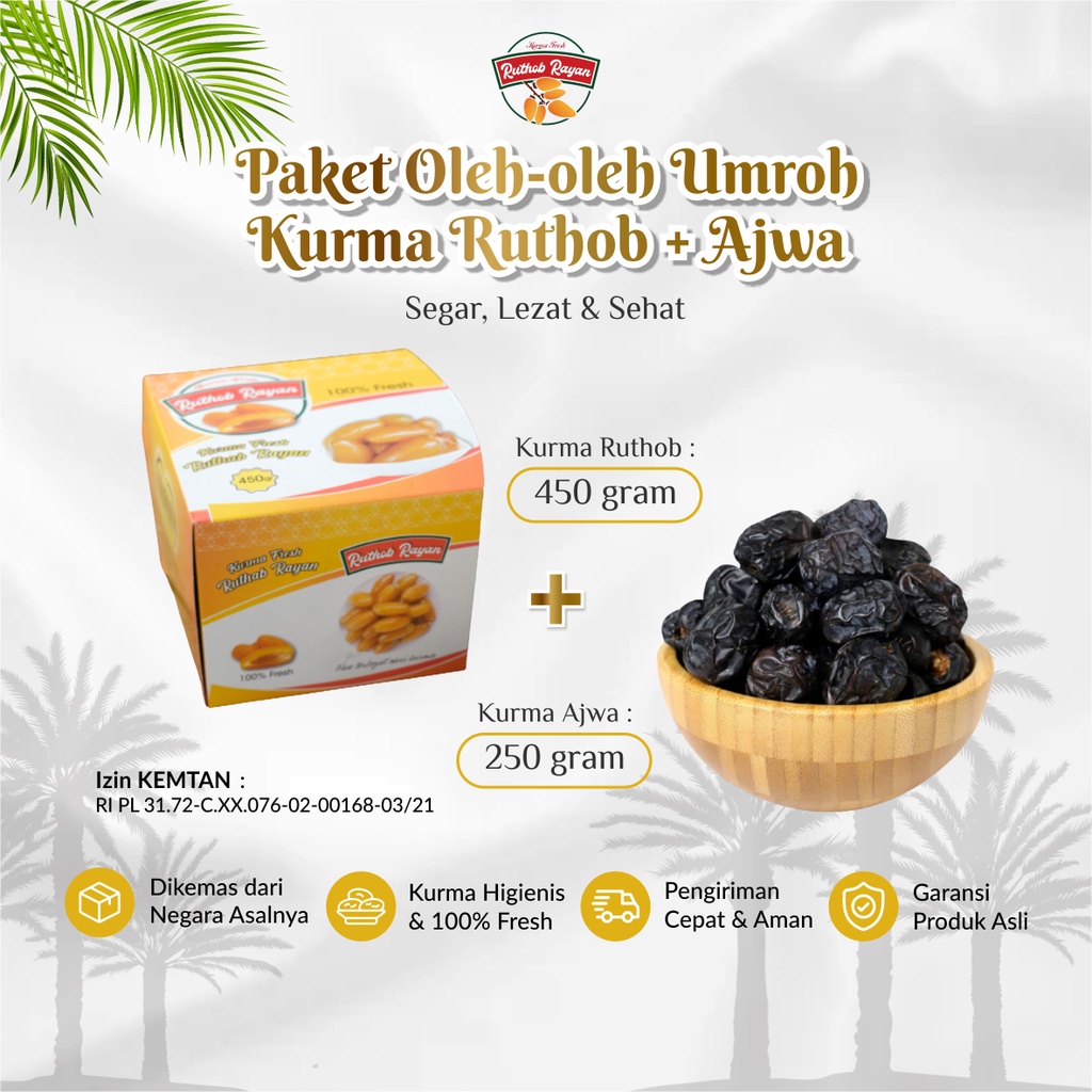 Jual Ruthob Rayan - Paket Umroh Kurma Ruthob 450 Gram Dan Ajwa 250 Gram ...