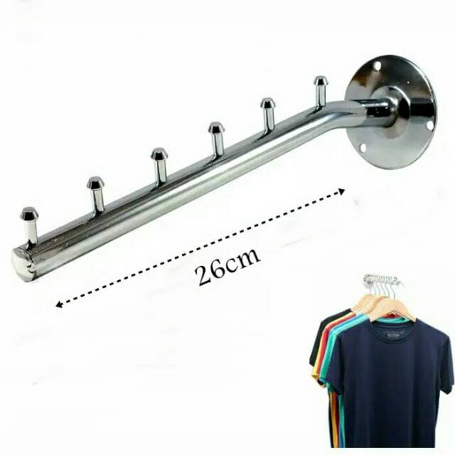 Jual Gantungan Hanger Baju Tempel Dinding Tembok Stainless isi banyak 9 ...