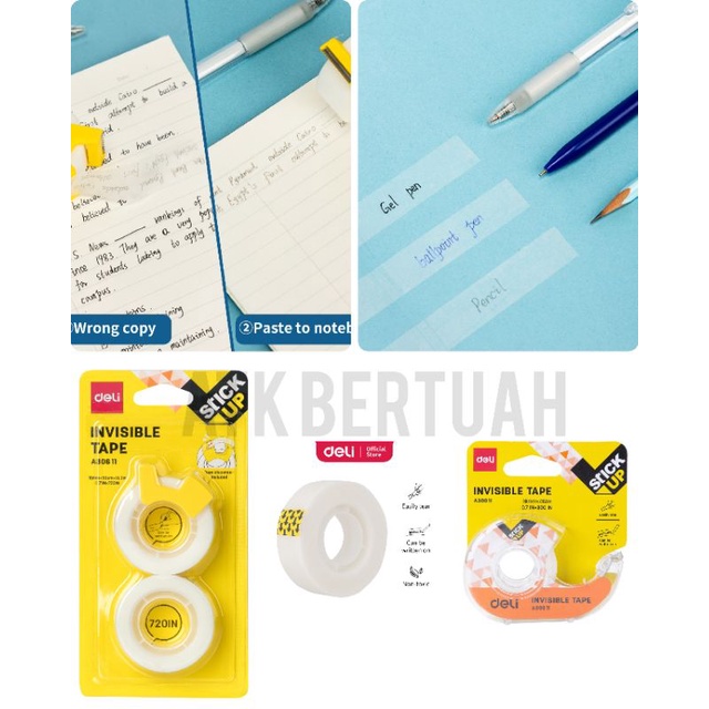 Jual DELI INVISIBLE TAPE WRITABLE ISOLASI SELOTIP SOLATIP PUTIH ...