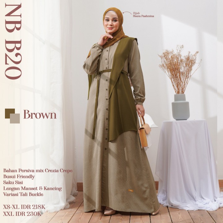 Jual GAMIS NIBRAS NB B20 Busui Resleting Depan Warna Brown Pink Teracotta | Shopee Indonesia