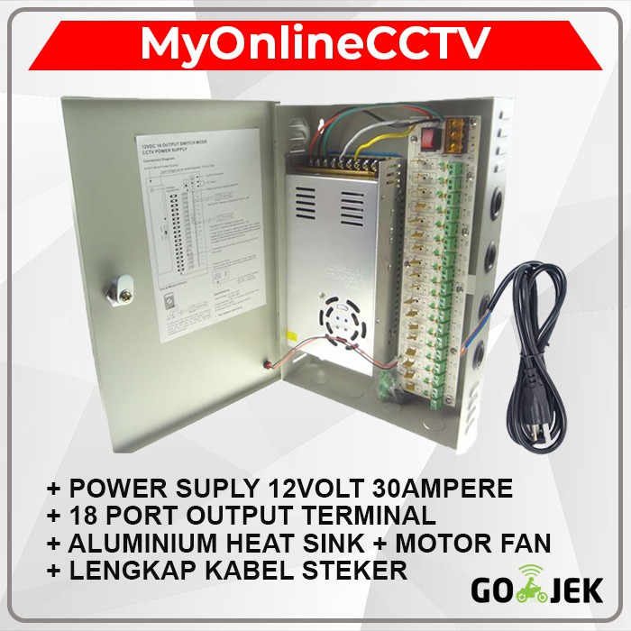 Jual Adaptor 12V 30A 12 Volt 30 Ampere CCTV Power Suply Box Panel ...
