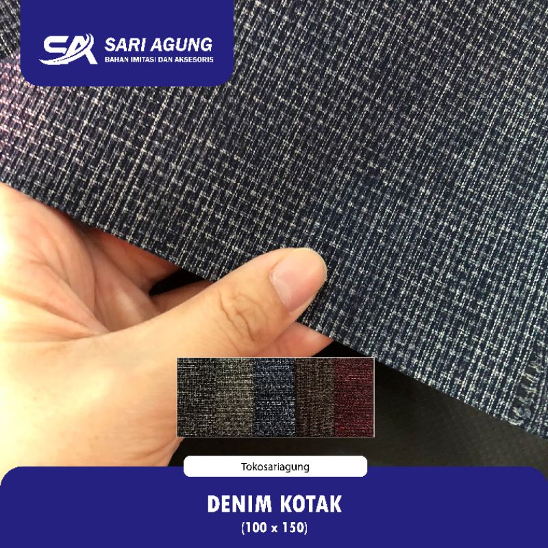 Jual DENIM KOTAK (METER) BAHAN CORDURA 300D DENIM DINIR MOTIF KOTAK ...