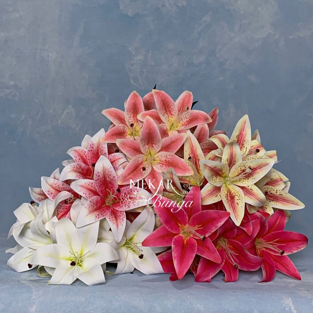 Jual (FR 105) - Bunga Artifisial Premium Tiger Lily Bunch x9 Dekorasi ...