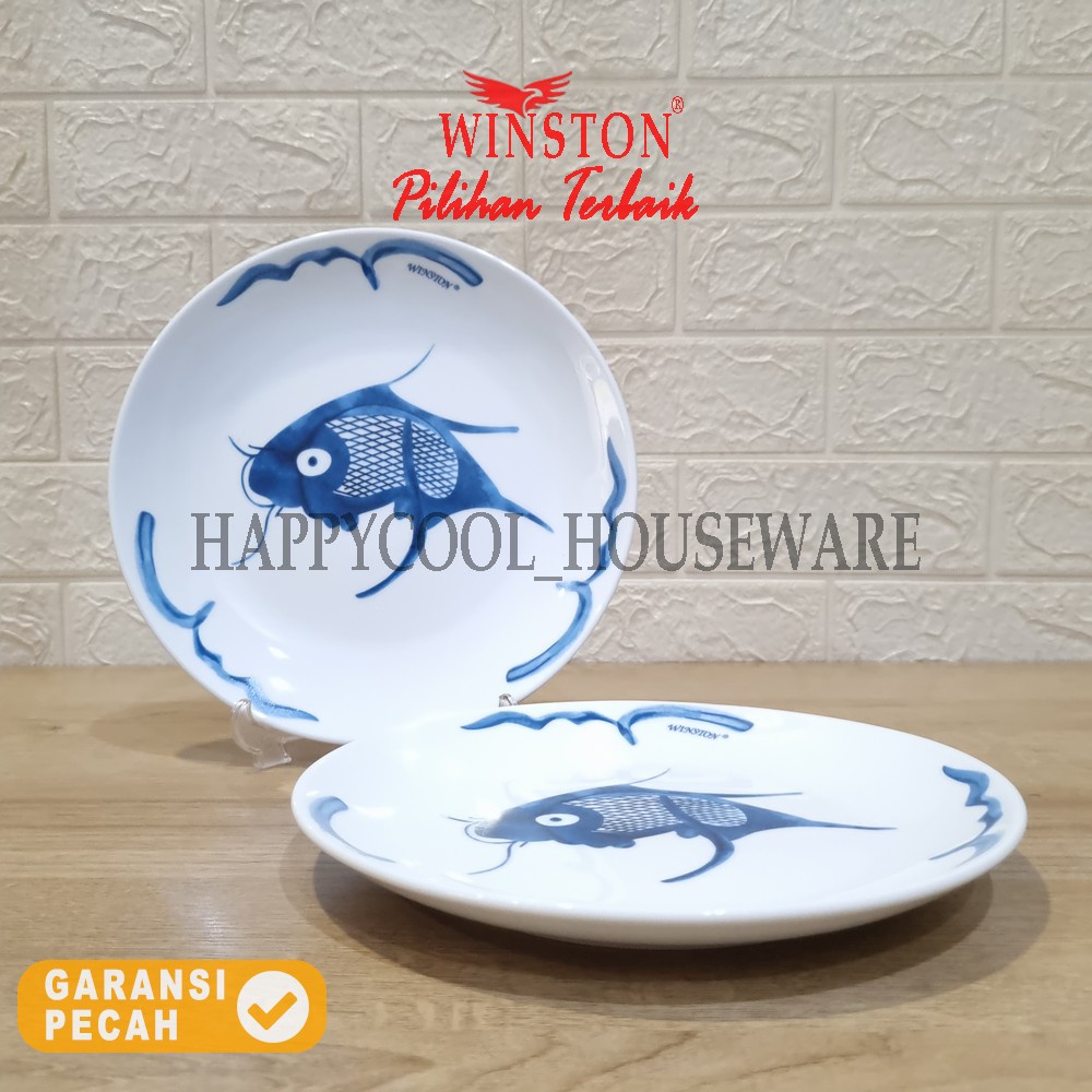 Jual WINSTON Piring Keramik 9IN Ikan Lontar Biru /Piring Ceper /Piring ...