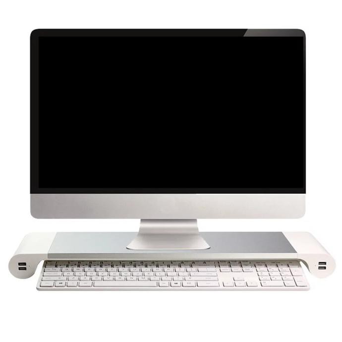 Jual Meja Monitor Stand Dudukan Monitor Laptop Aluminium With 4 Usb ...