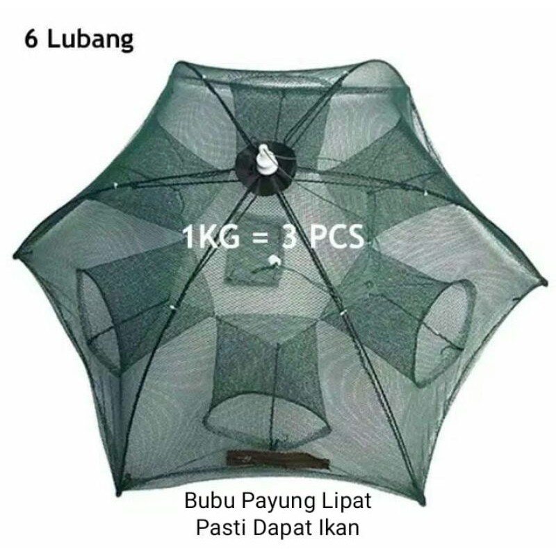 Jual Bubu Payung Jala Pukat Jebakan Ikan Udang Kepiting Lipat 6 Lubang | Shopee Indonesia