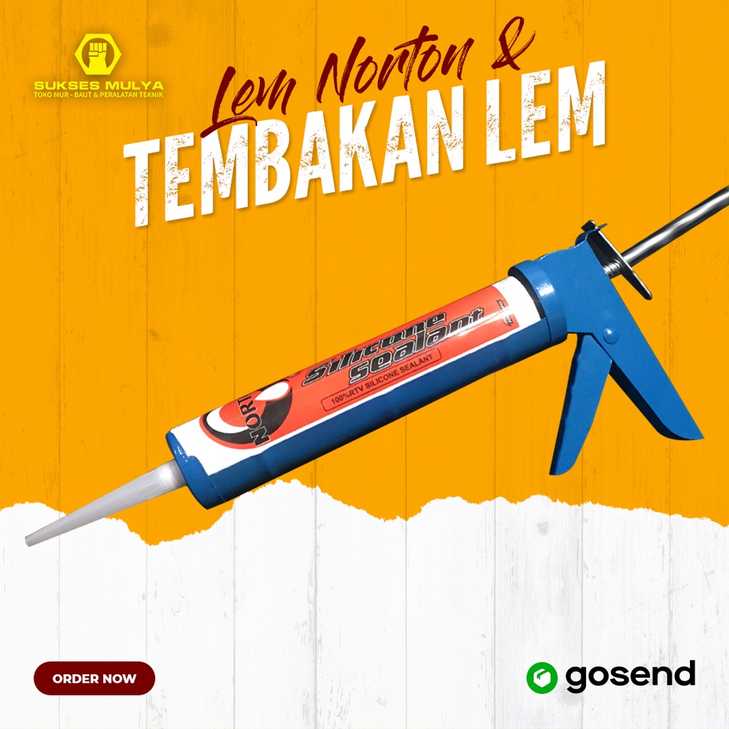 Jual Paket Stang Silent 1/2 Tabung Lem Kaca NORTON Lem Silicon Sealant ...