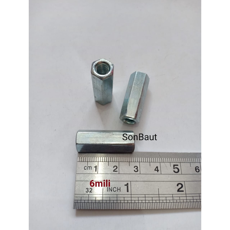 Jual Mur 10 panjang M6x28 Long Nut M6 6mm | Shopee Indonesia