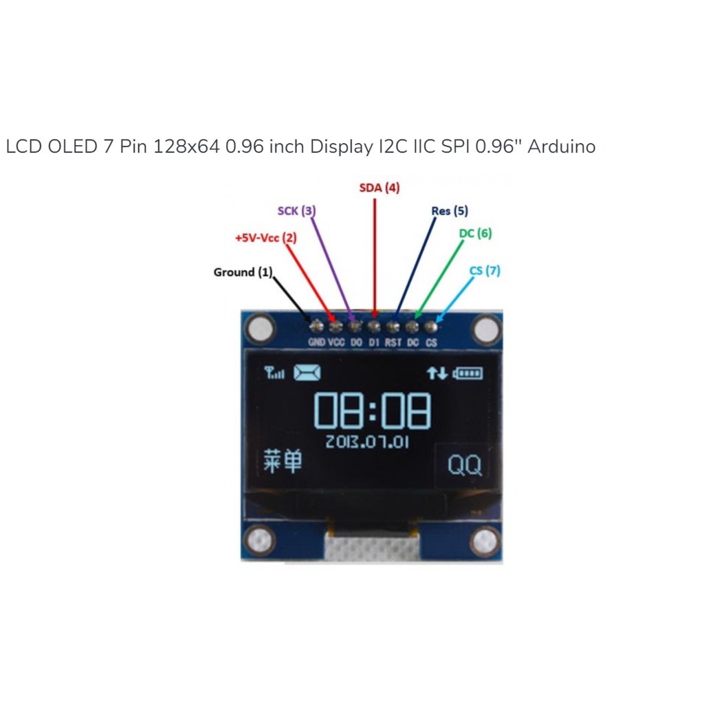 Jual Lcd Oled 7 Pin 128x64 0 96 Inch Display I2c Iic Spi 0 96 Arduino
