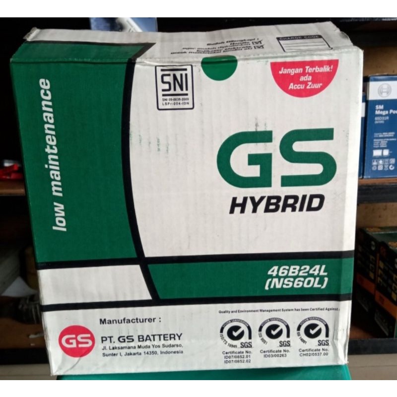 Jual aki batere mobil genset GS Hybrid NS60L / 46B24L / GS NS 60 L ...