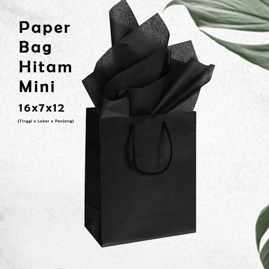 Jual Paper Bag Polos Warna Hitam 16x7x12cm Paper Bag Kado Souvenir Packing Olshop Gift Bags ...