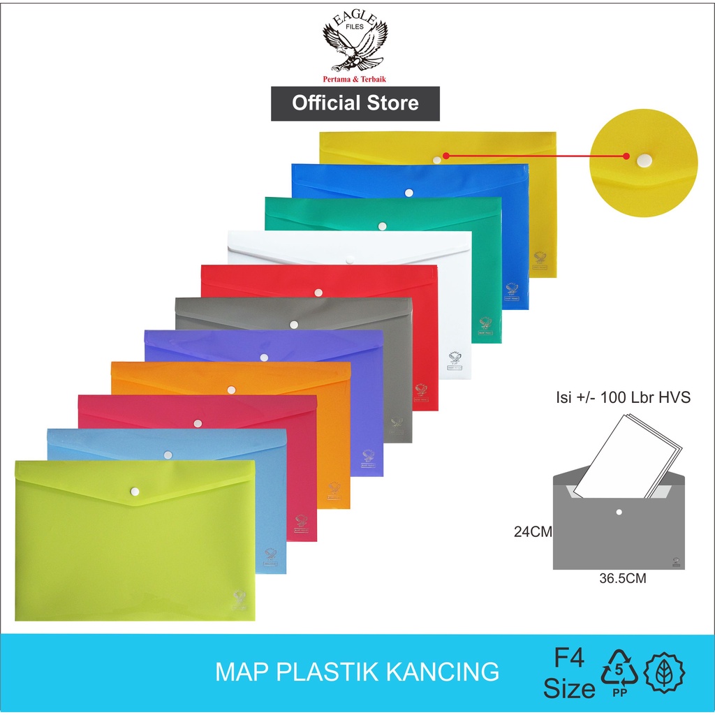 Jual EAGLE Map Plastik Kancing Opaque F4 (Folio) / Map Plastik / Map ...