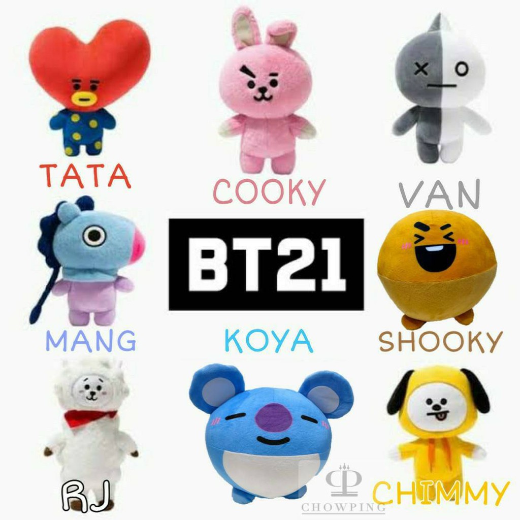 Jual Bantal Boneka Lucu Kpop Korea BT21 BTS Full Body Tata Cooky Chimmy ...