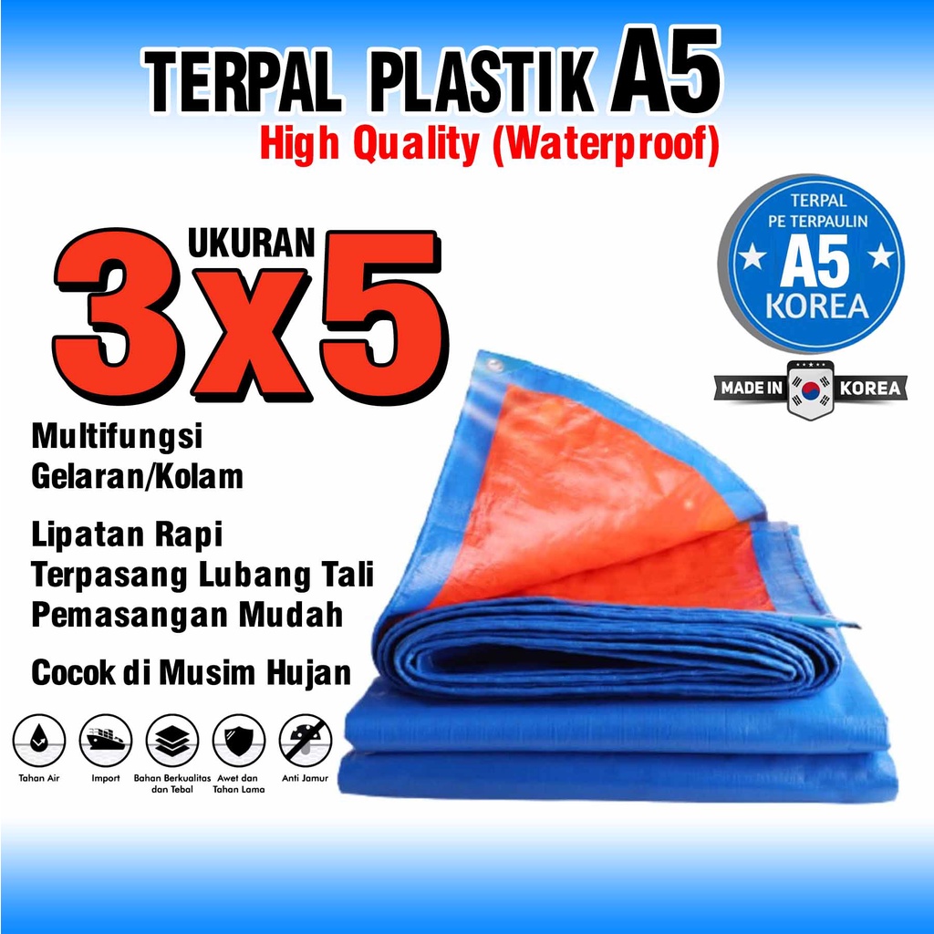 Jual TERPAL PLASTIK A5 Ukuran 3X5 Tebal Tahan Panas dan Hujan Finishing ...