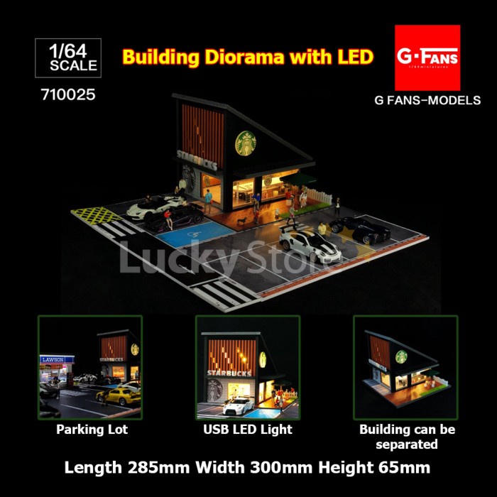 Jual G-Fans Models 1/64 Premium Diorama Diecast Starbucks with LED ...