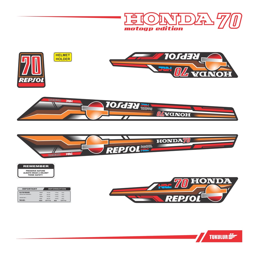 Jual STIKER HONDA C70 STRIPING DECAL C70 MOTOGP REPSOL HONDA HRC ...