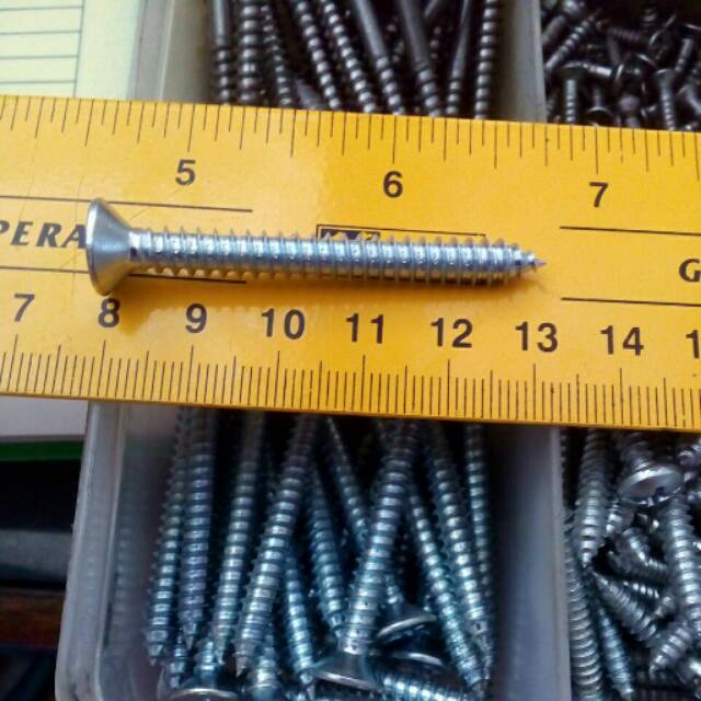 Jual Sekrup kayu skrup taping mur baut tapping screws #12 x 2" 5 cm #12 ...