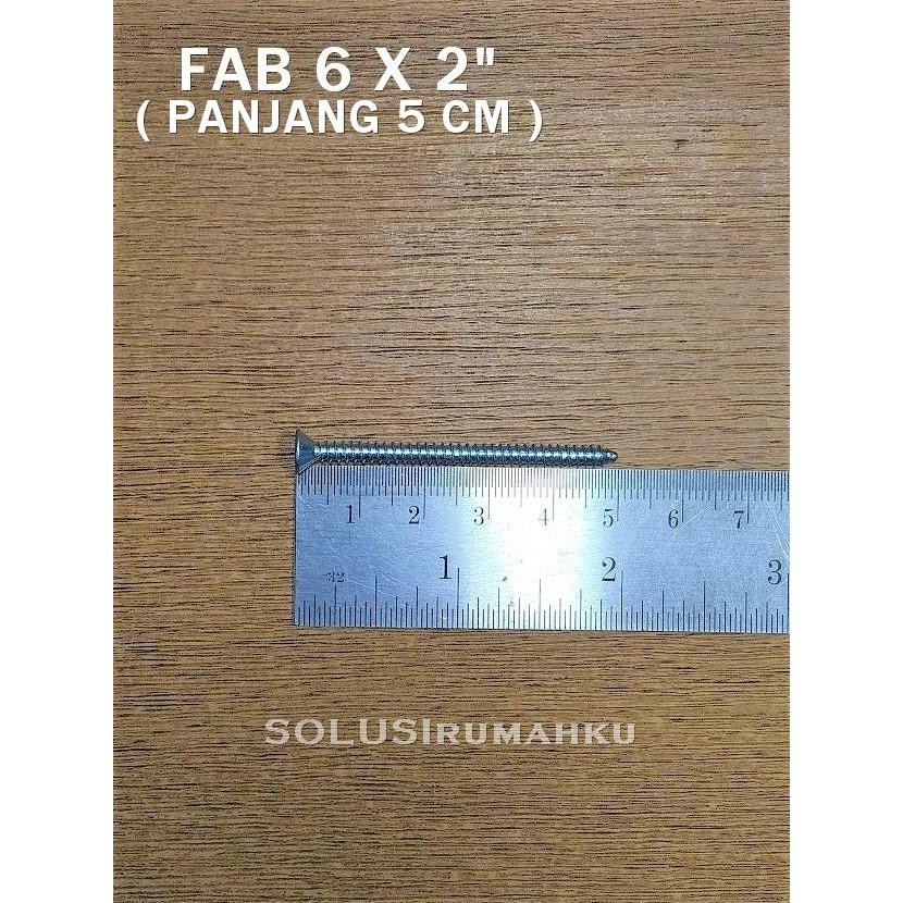 Jual 50 Skrup Philips FAB 6 x 2" Kepala Rata Tapping Screw 3,5x50,8mm ...